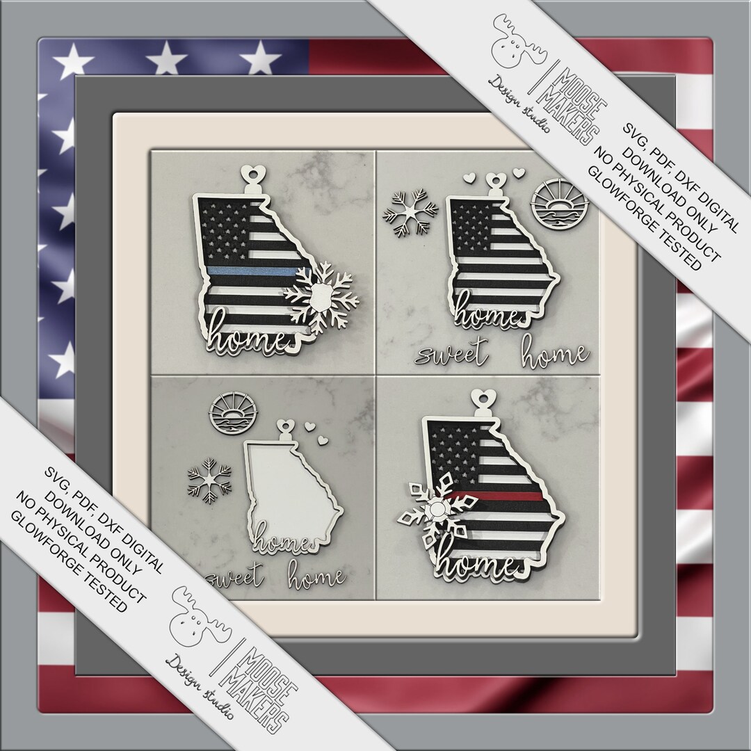 GA 4 Pack Combo Digital Download 2022 and No Year Georgia Flag Home Red ...