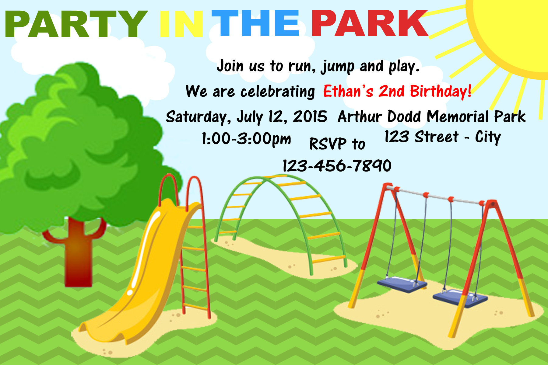 Party at the Park Birthday Invitation - Etsy