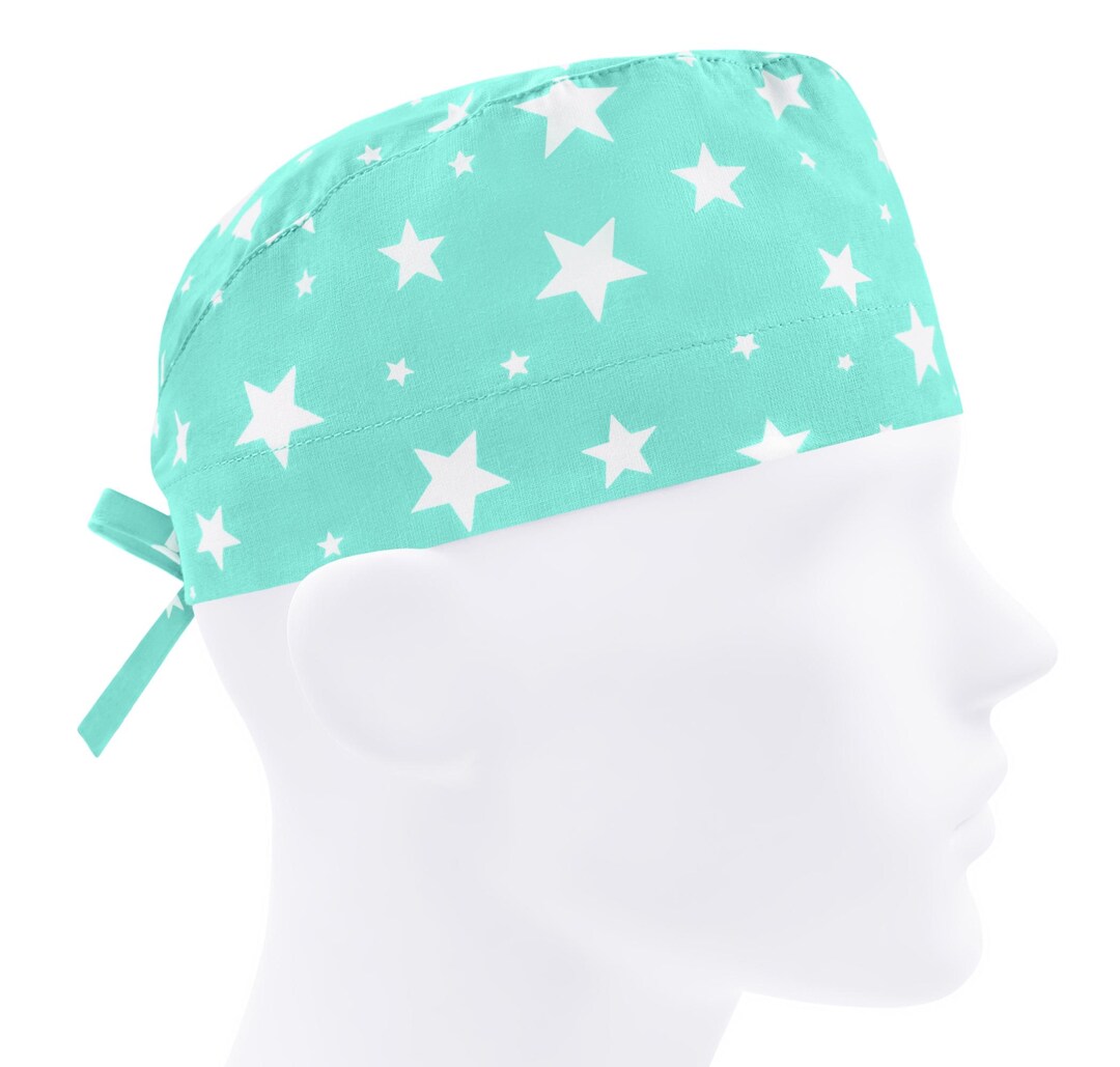 Scrub Cap Men, Surgical Hat, Nurse Cap, Scrub Hats Mint, Stars Scrub ...