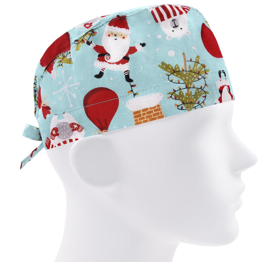 Scrub Cap Men, Surgical Hat, Nurse Cap, Scrub Hats Santa, Christmas or ...
