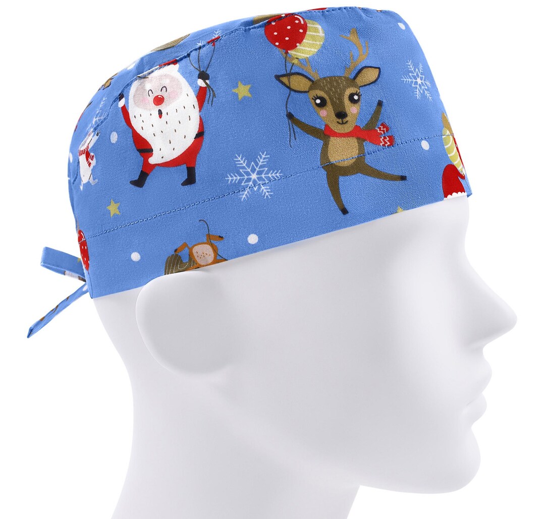 Mens Scrub Caps, Surgical Cap, Scrub Hats Santa, Surgery Hat Reindeer ...