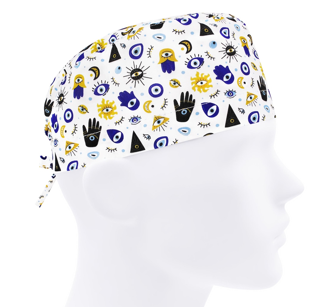 Evil Eye Scrub Cap, Surgical Hat Amulet, Nurse Cap, Scrub Caps Eyes ...