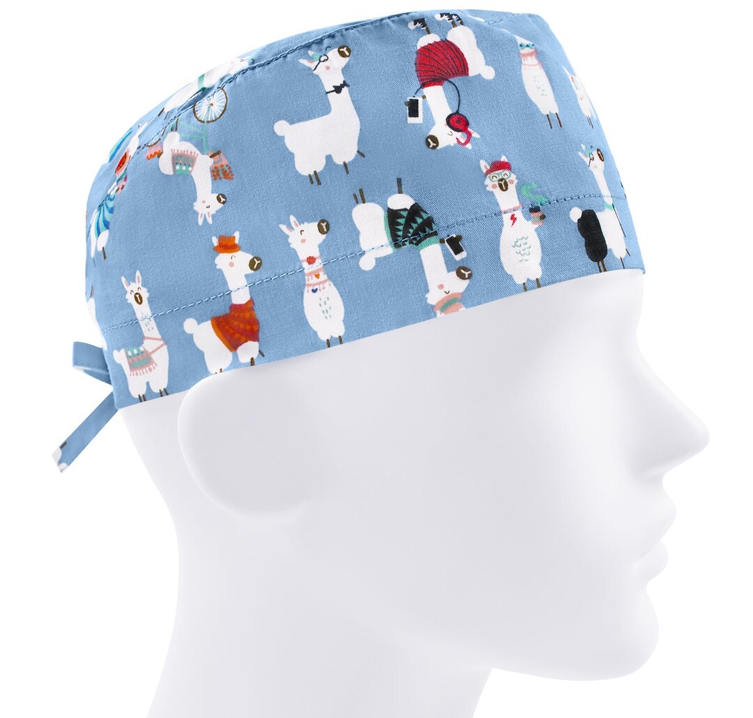 Scrub Cap Men, Surgical Hat, Nurse Cap, Scrub Hats Lamas, Denim Blue ...