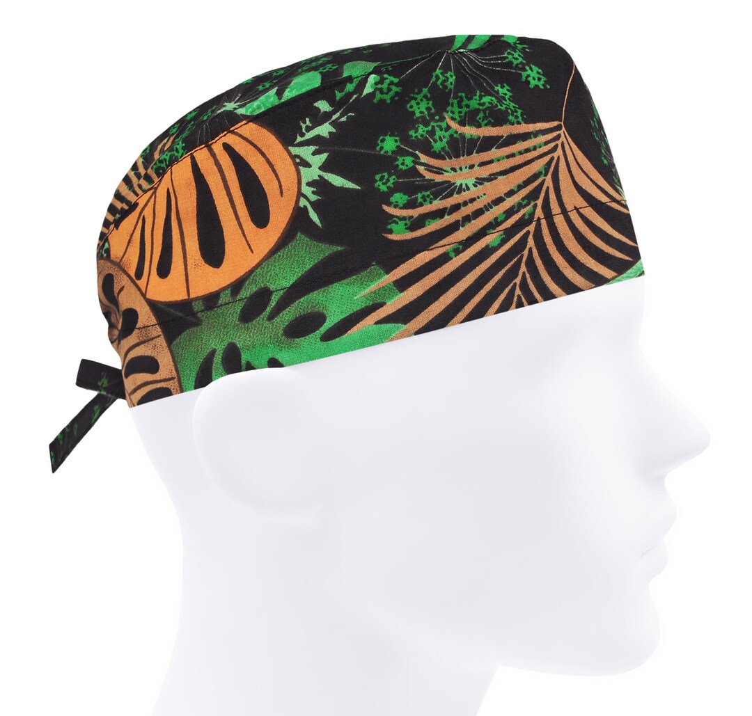 Scrub Caps Men, Surgical Cap, Scrub Hats for Men, Nurse Hat Monstera ...
