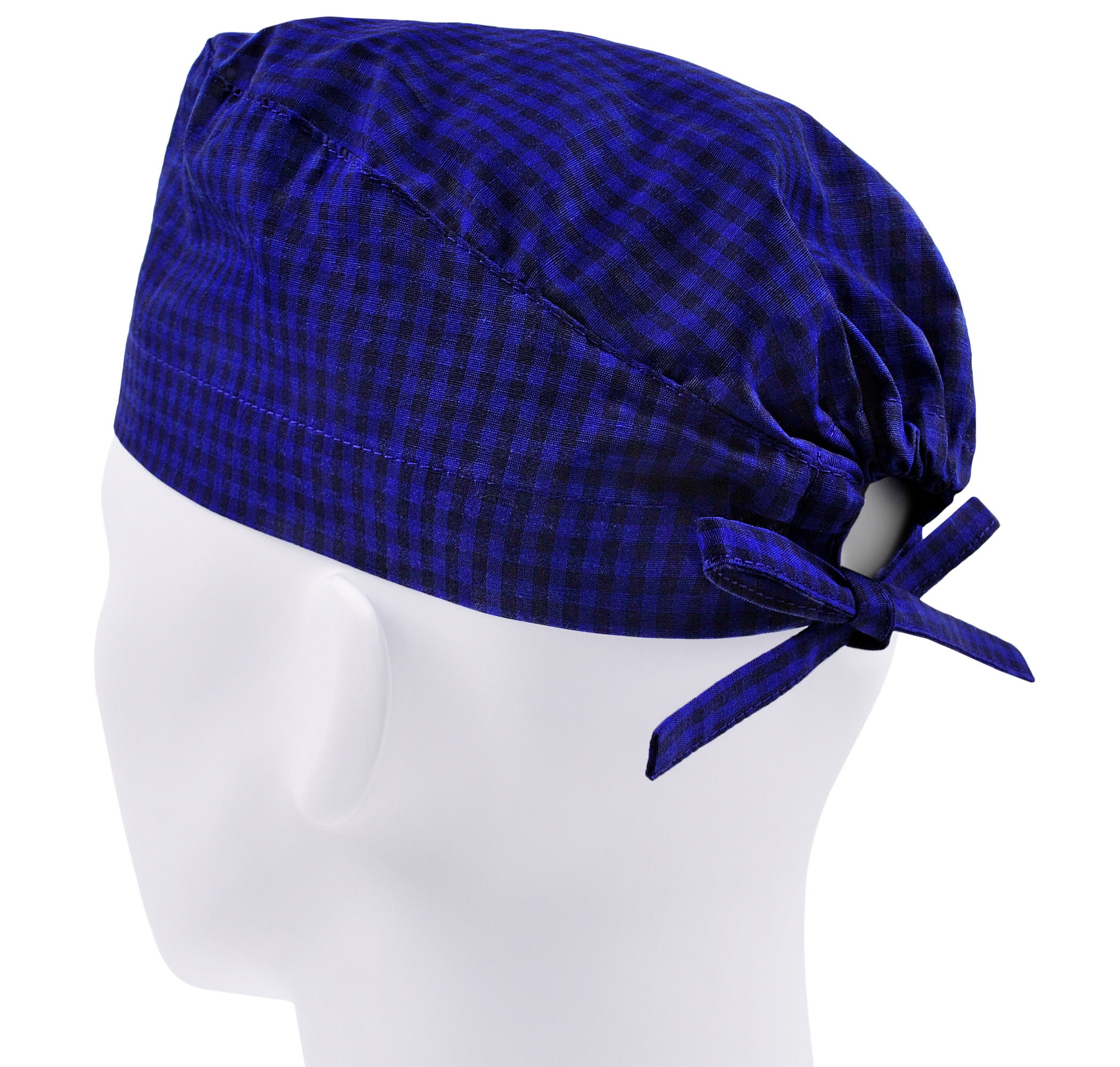 Scrub Cap Men, Surgical Hat, Nurse Cap, Scrub Hats, Royal Blue Check or ...