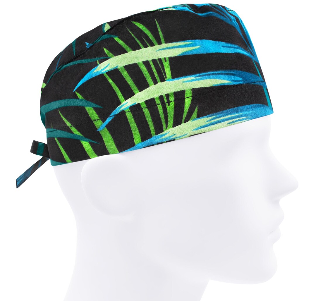 Scrub Cap Men, Surgical Hat, Nurse Cap, Scrub Hats Palm, Leaves Surgeon ...