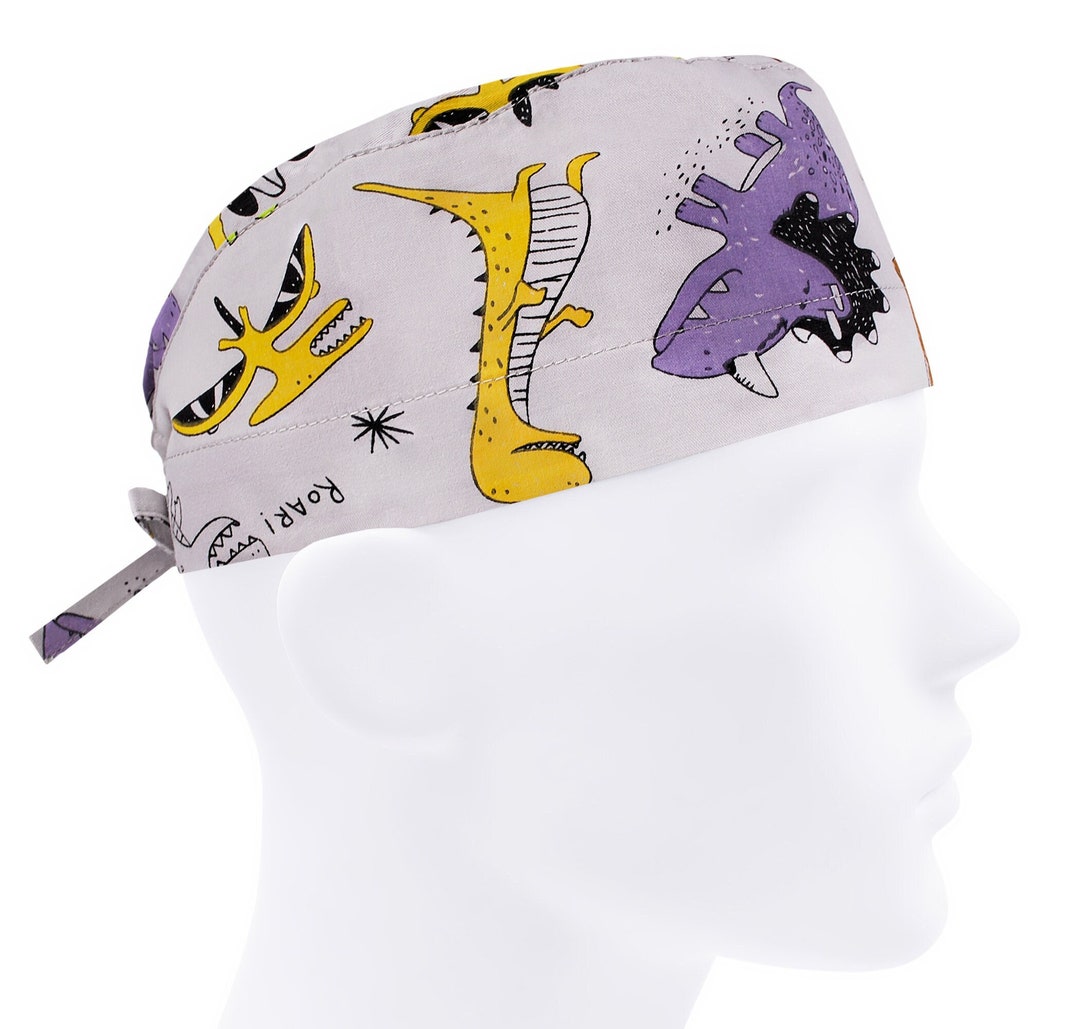 Scrub Cap Men, Surgical Hat, Nurse Cap, Scrub Hats Dino, Dinosaur Scrub ...