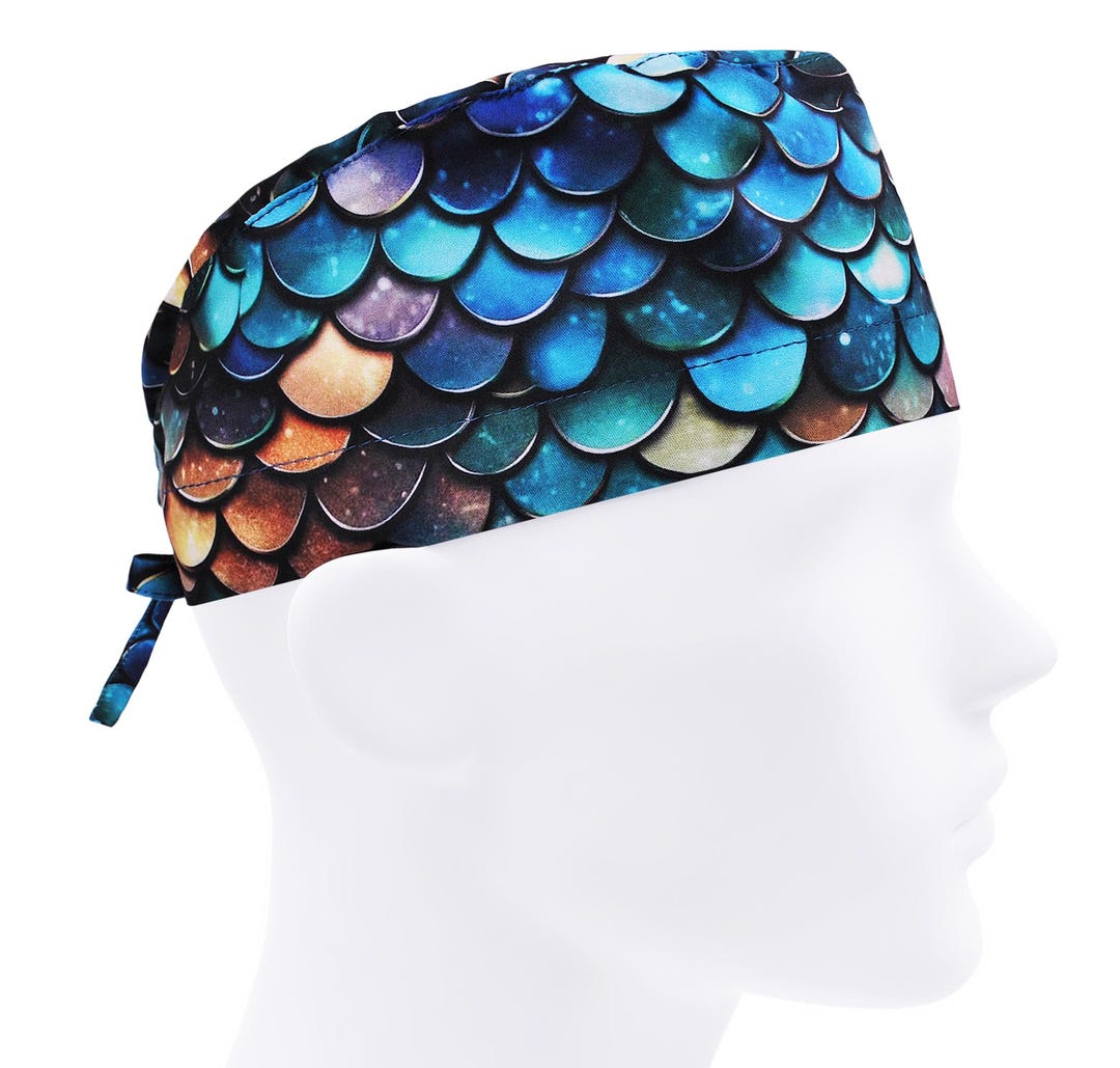 Fish Squama Heargear, Mermaid Scales Surgical Cap, Scrub Caps for Men ...