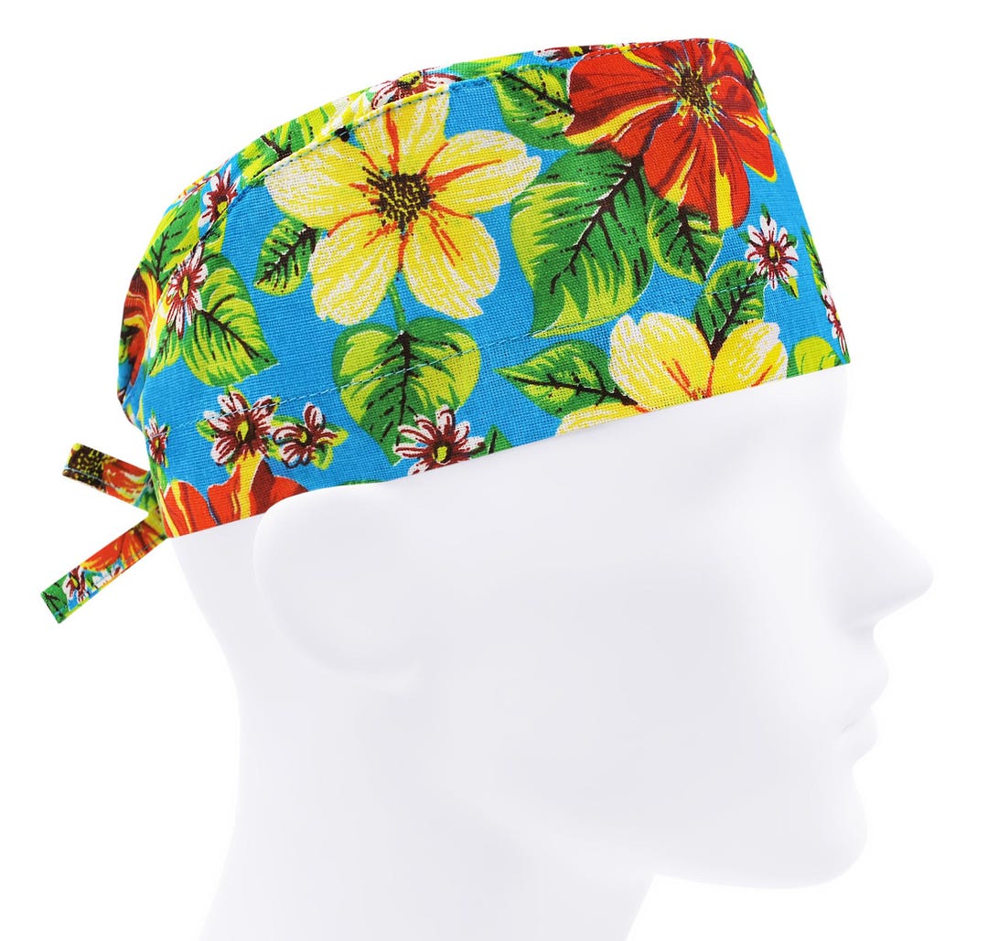Surgical Cap Men, Hawaiian Scrub Caps, Floral Scrub Hats, Surgery Hat ...