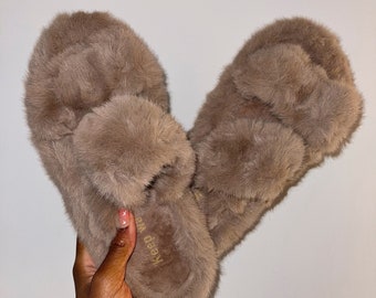 Fur Slides - Etsy