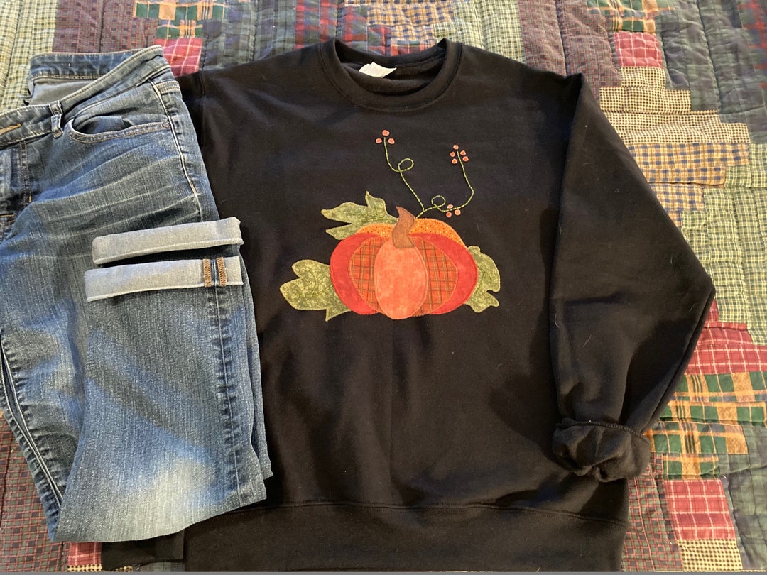 Fall Appliqued Sweatshirt of a Pumpkin With Bittersweet - Etsy