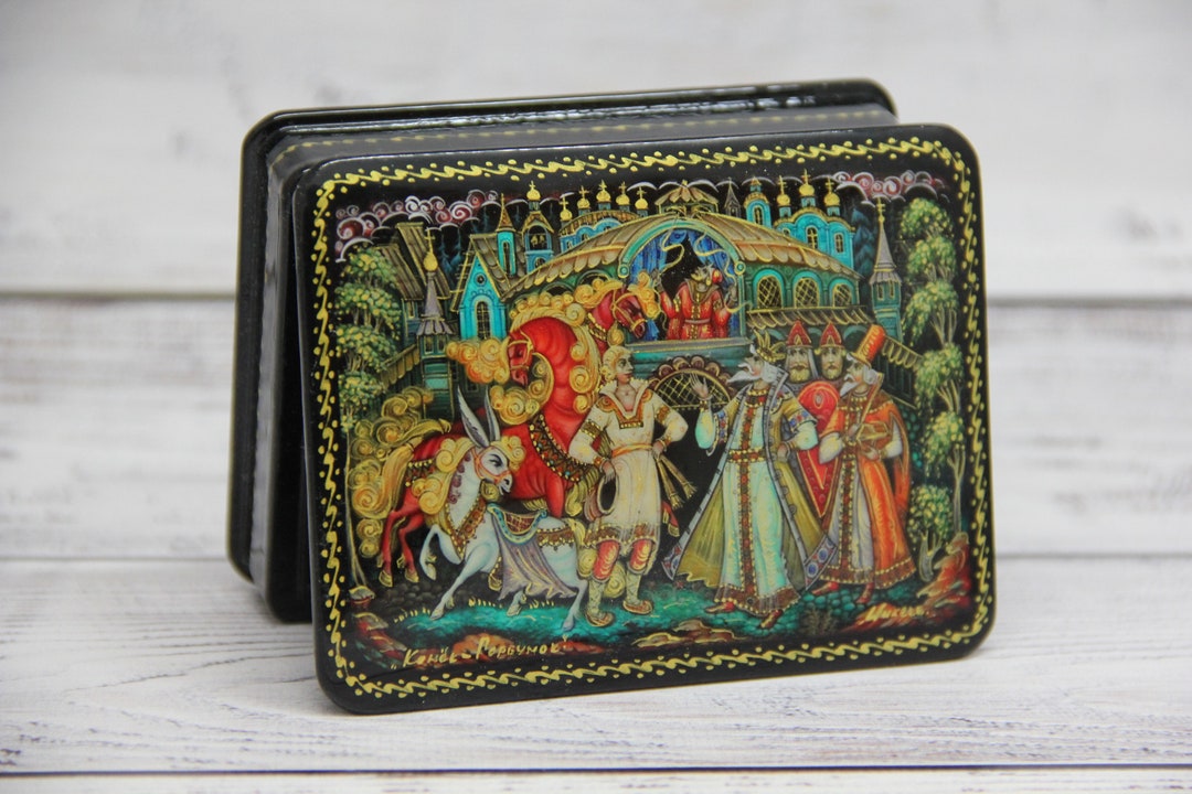 Ukrainian Lacquer Box Palekh Art Painting School Fairy Tale Handmade ...