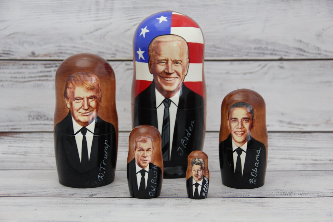 Joe Biden Political Doll Hand Painted Nesting Doll 5 Pcs, 18 Cm or 7.08 ...