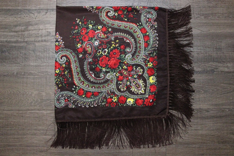 Ukrainian Scarf Slavic Babushka Floral Scarf Ethnic Folk Shawl - Etsy