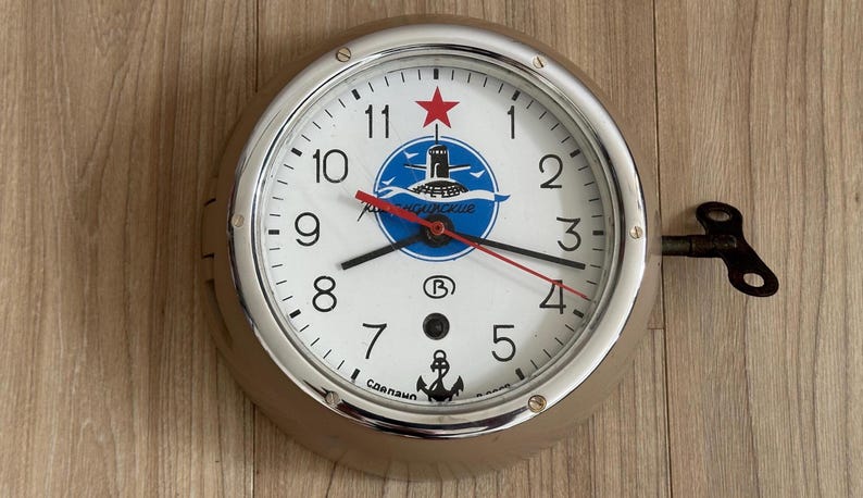 Rare Original Soviet Mechanical Cabin Clock 3Q-1983 Ship Submarine ...