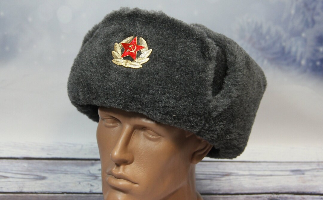 Vintage Winter Faux Fur Hat, Soviet Army Design Ushanka Hat, Soviet ...
