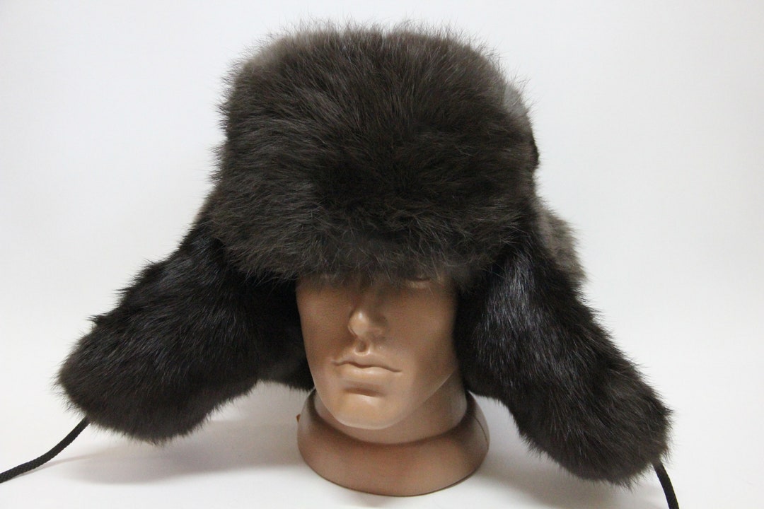 MADE in UKRAINE Winter Rabbit Fur Hat, Natural Ushanka Hat, Ukrainian ...