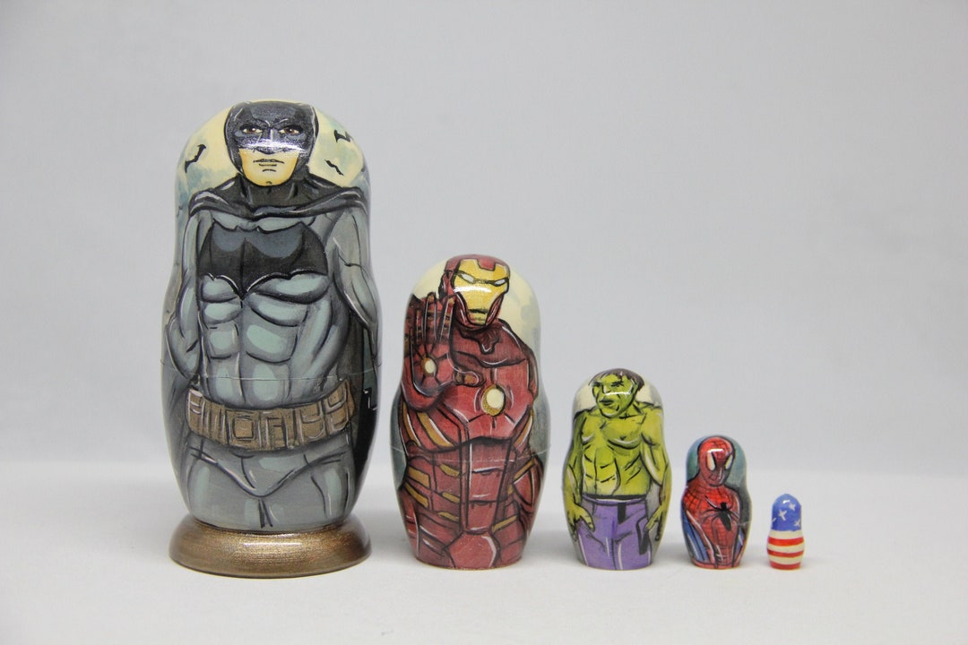 Comics Heroes Nesting Doll 4.92" 12.5 Cm, Super Man Hand Painted ...