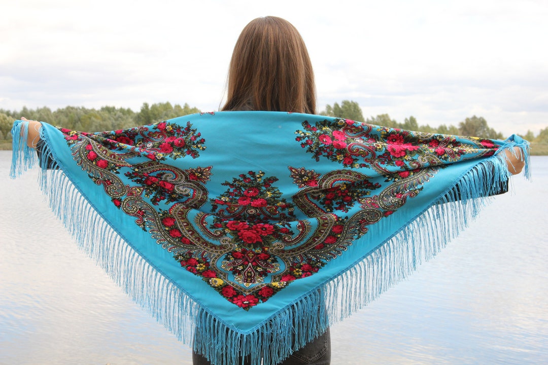 Ukrainian Scarf Slavic Babushka Floral Scarf Ethnic Folk Shawl Modern ...