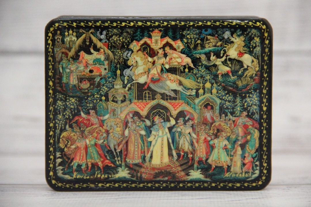 Ukrainian Lacquer Box Palekh Art Painting School Fairy Tale Handmade ...