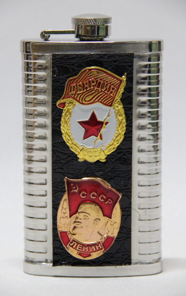 Vintage Soviet Army Military Flask With a Badge, 6 Oz Stainless Steel ...