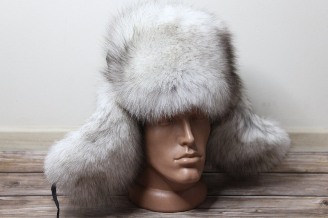 Top Quality!!!,winter Polar Fox Fur Hat, Natural Ushanka Hat With ...