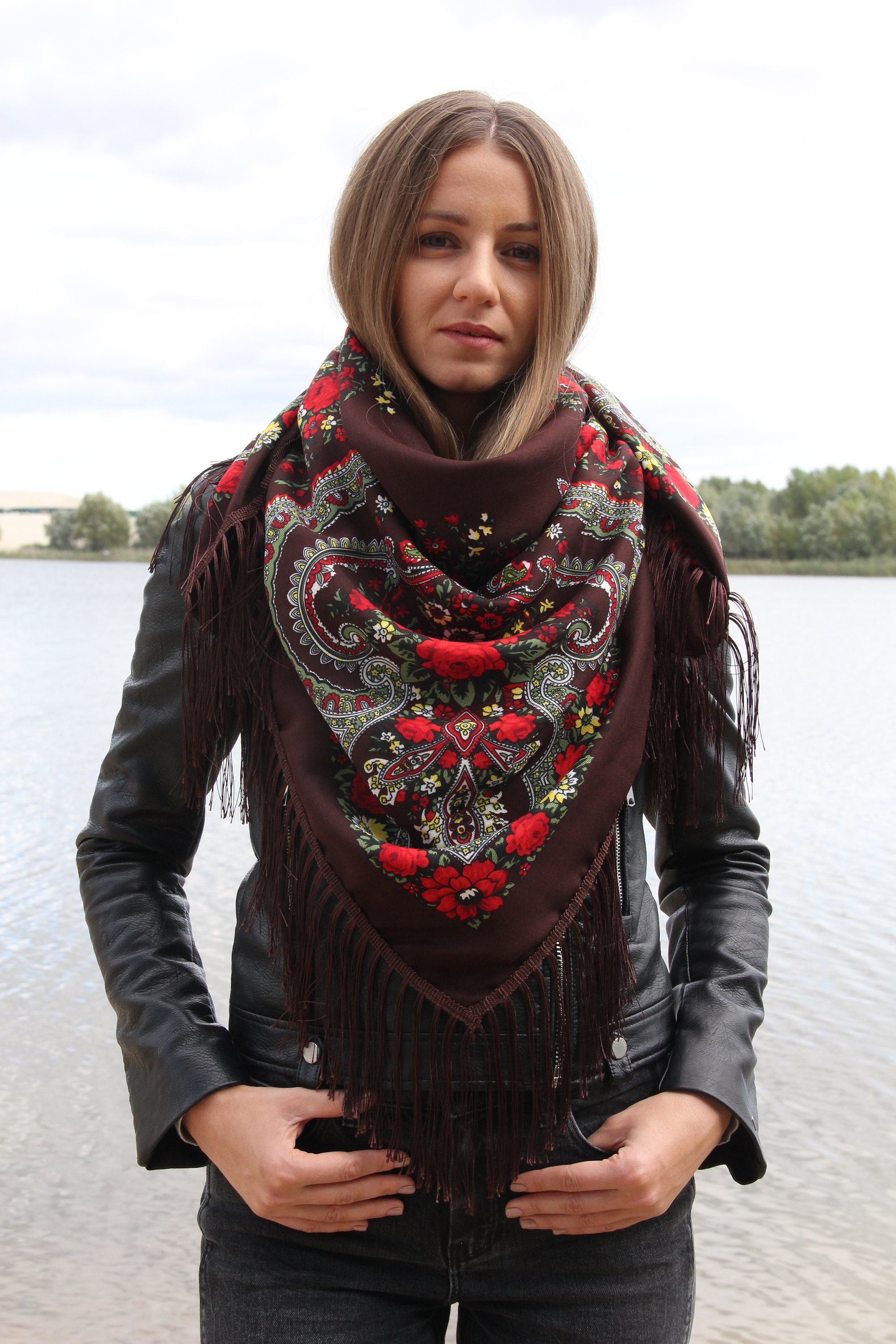 Ukrainian Scarf Slavic Babushka Floral Scarf Ethnic Folk Shawl - Etsy UK
