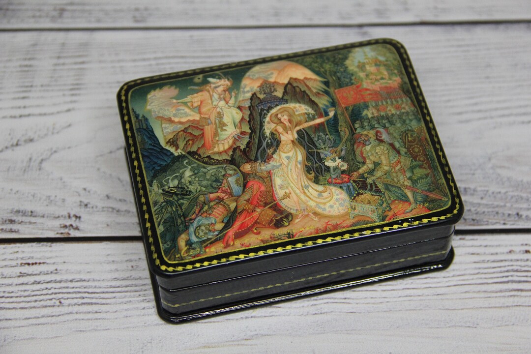 Ukrainian Lacquer Box Palekh Art Painting School Fairy Tale Handmade ...