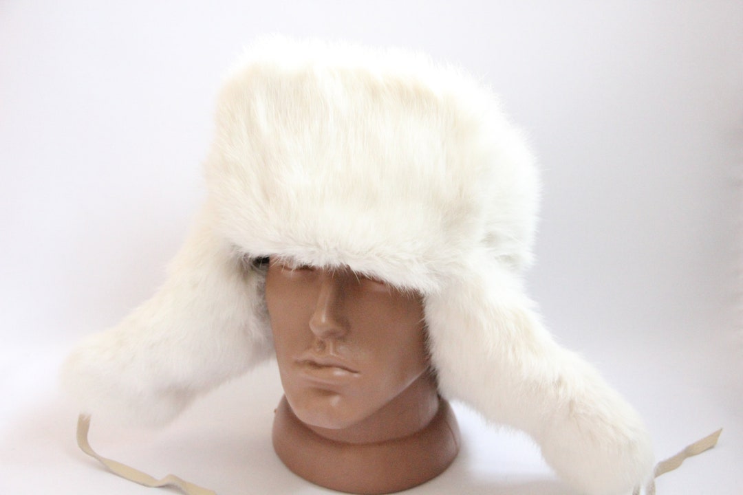 MADE in UKRAINE Winter Rabbit Fur Hat, Natural Ushanka Hat, Ukrainian ...