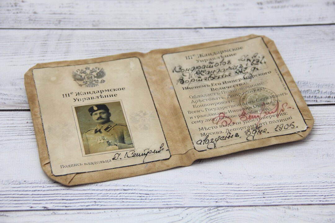 Vintage Soviet Empire Document Military ID of the Russian Empire ...