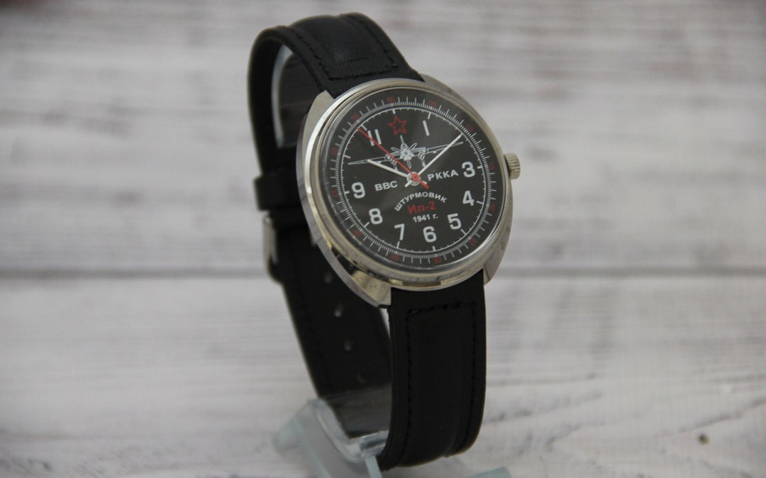 USSR Vintage Soviet Mechanical Watch 24 Hour Raketa Factory il-2 ...