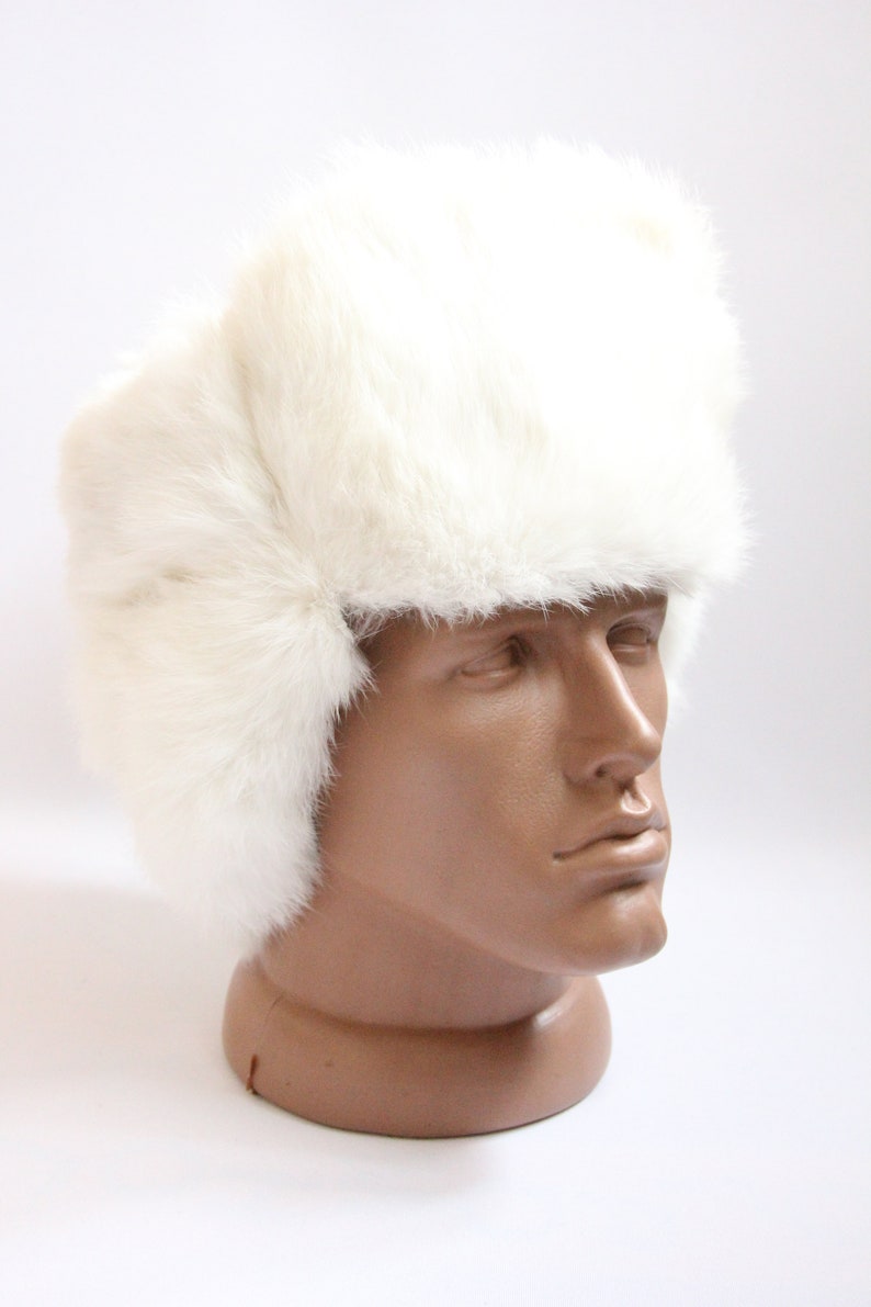 MADE in UKRAINE Winter Rabbit Fur Hat, Natural Ushanka Hat, Ukrainian ...