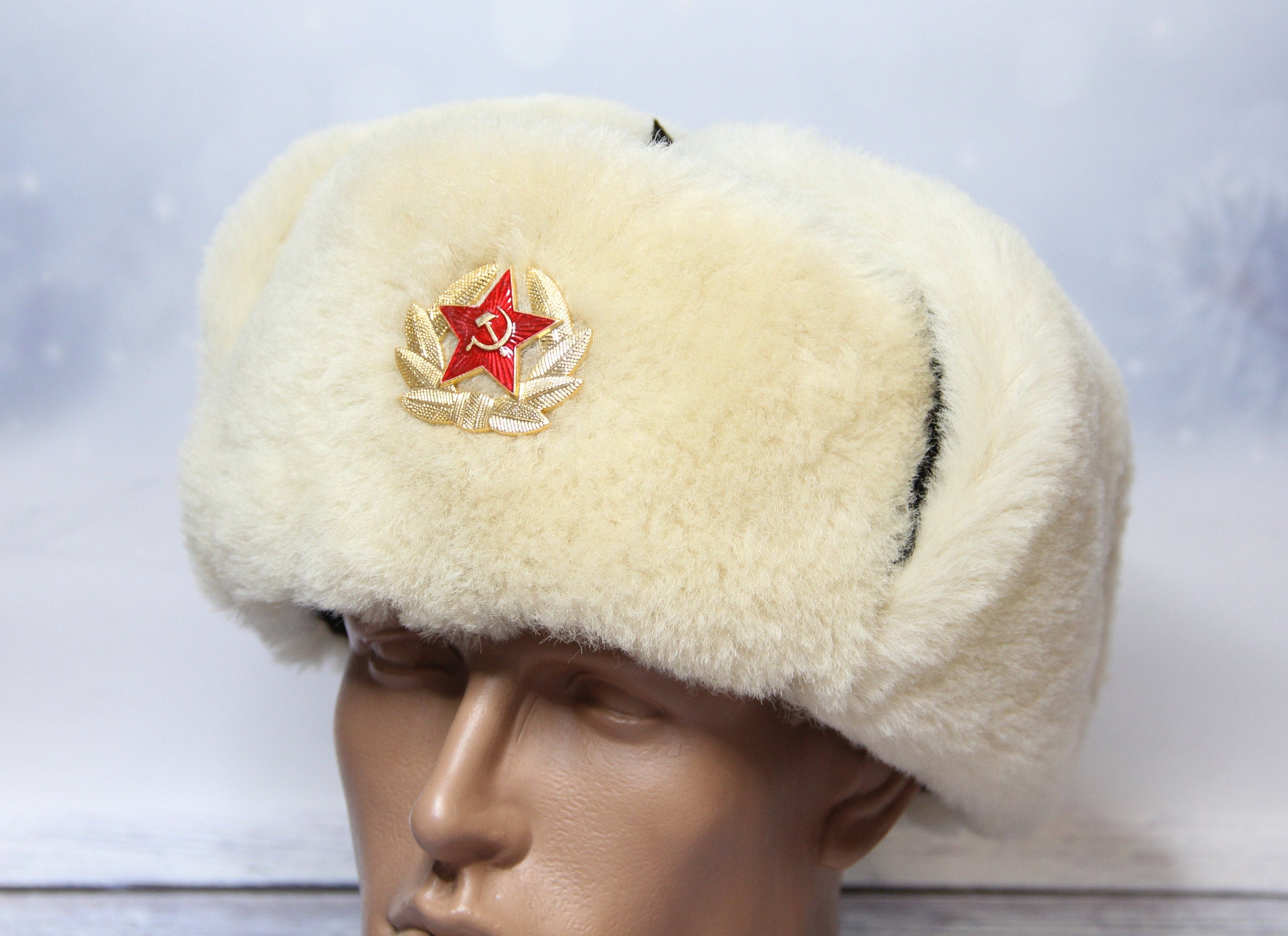 Winter Sheepskin Fur Hat Natural Ushanka Hat Ukrainian Winter Fur Hat ...