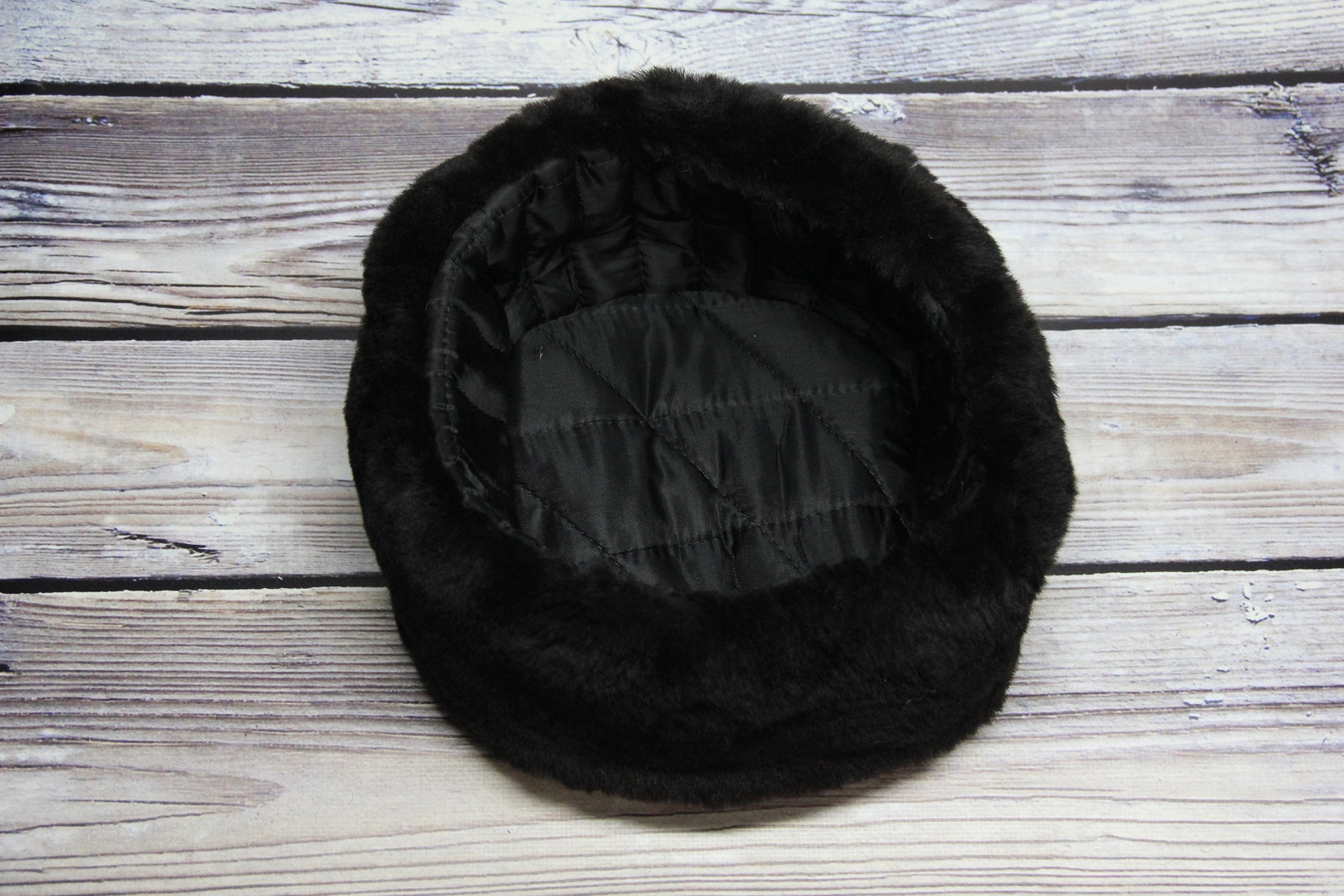 Winter Black Sheepskin Fur Hat Natural Ushanka Hat Ukrainian Winter Fur ...