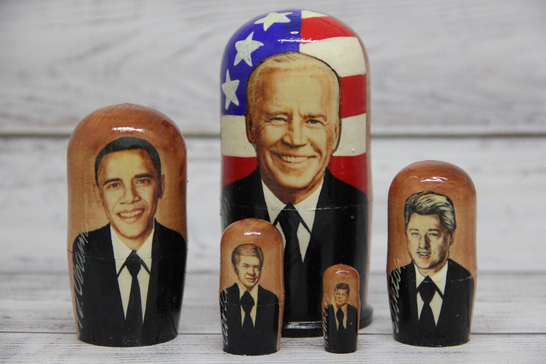 Joe Biden Political Nesting Doll 4.33" Famous People Hand Crafted 5 Pcs ...