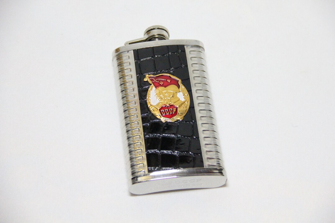 Vintage Soviet Army Military Flask With a Badge, 6 Oz Stainless Steel ...
