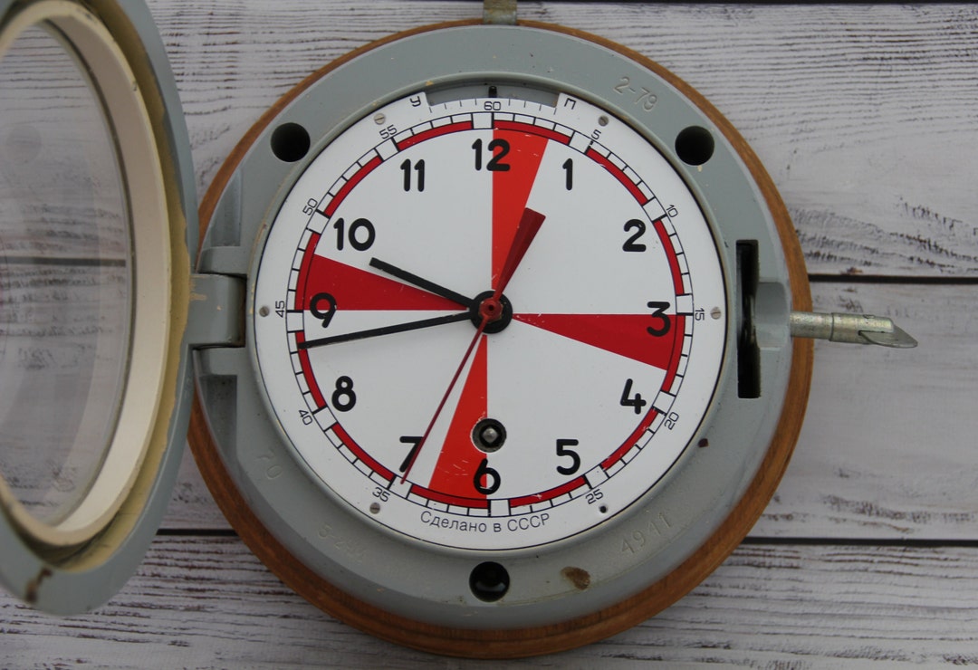 Rare Original Soviet Mechanical Cabin Clock 2Q-1979 Ship Submarine ...