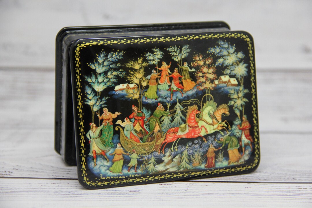 Ukrainian Lacquer Box Palekh Art Painting School Fairy Tale Handmade ...