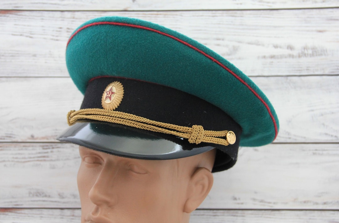 Vintage Soviet Army Officer Visor Cap, Soviet Officer Cap of Border ...