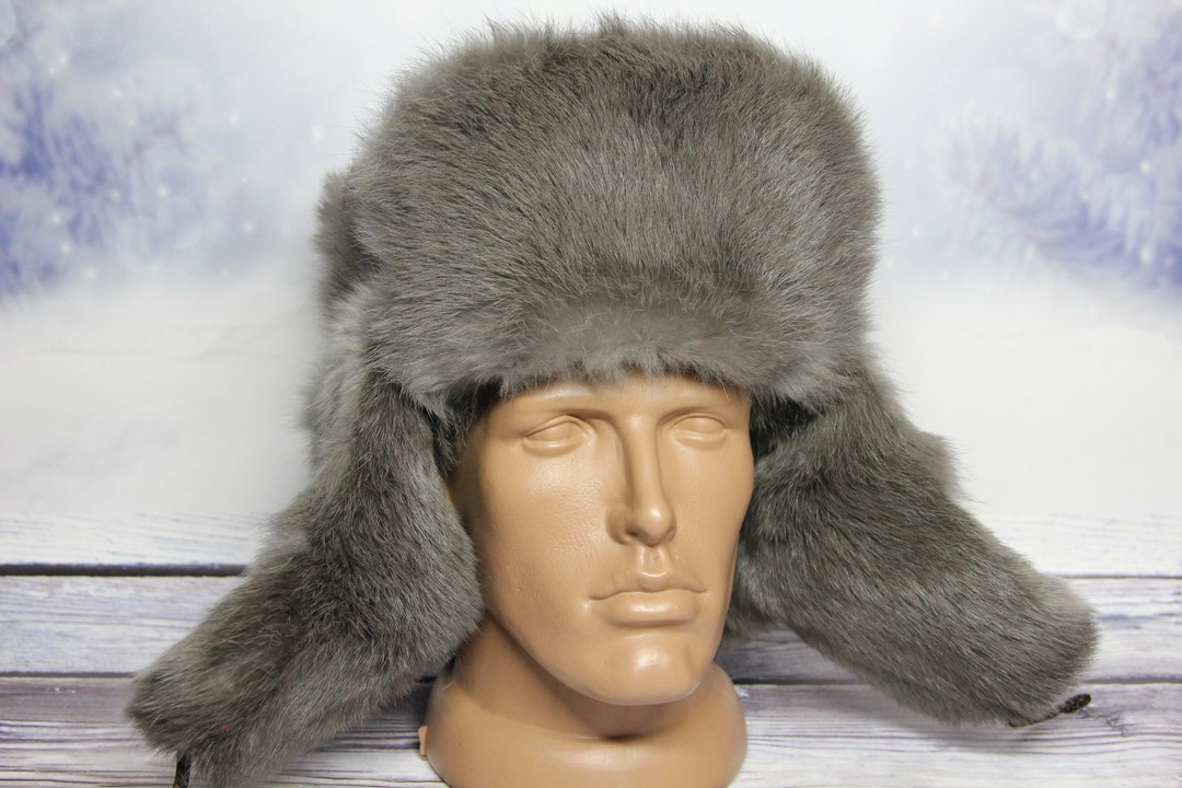 MADE in UKRAINE Winter Rabbit Fur Hat, Natural Ushanka Hat, Ukrainian ...