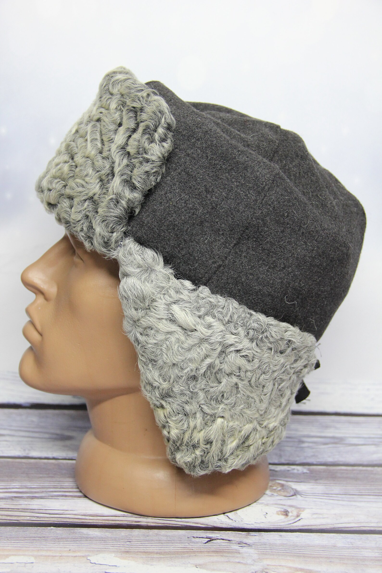 Winter Karakul Fur Hat Natural Ushanka Hat Russian Winter Fur | Etsy