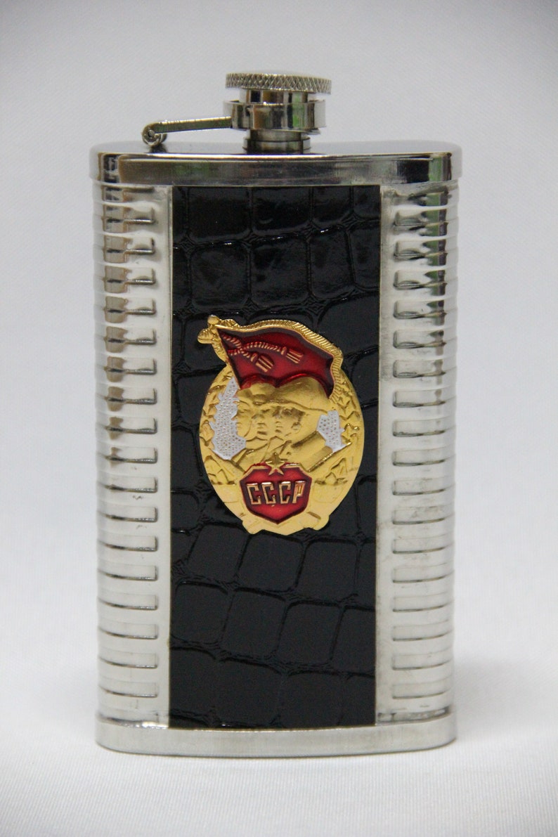 Vintage Soviet Army Military Flask With a Badge, 6 Oz Stainless Steel ...