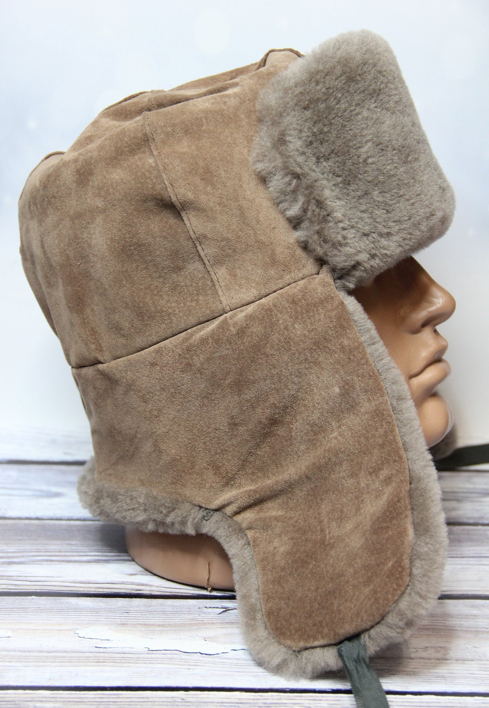 Winter Sheepskin Fur Hat Natural Ushanka Hat Russian Winter | Etsy