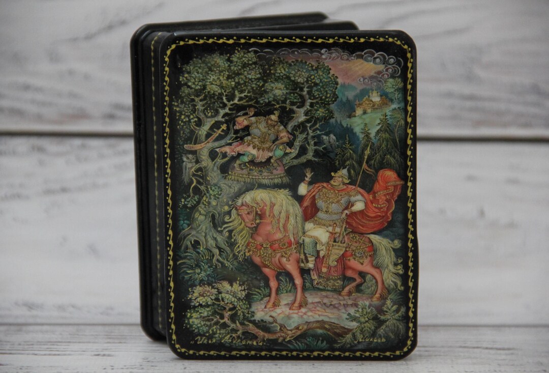 Ukrainian Lacquer Box Palekh Art Painting School Fairy Tale Handmade ...