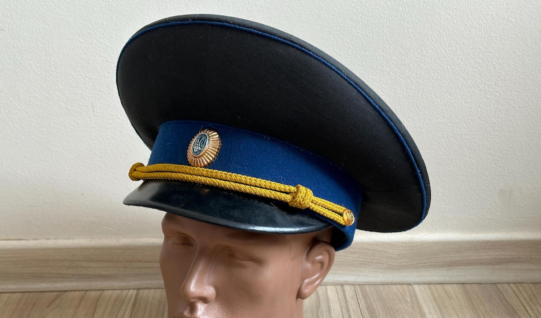 Vintage Ukrainian Army Officer Visor Cap, Soviet Officer Cap of SSU ...