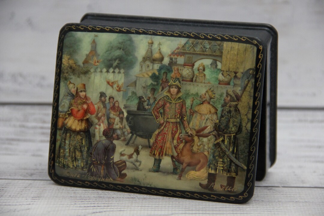 Ukrainian Lacquer Box Palekh Art Painting School Fairy Tale Handmade ...