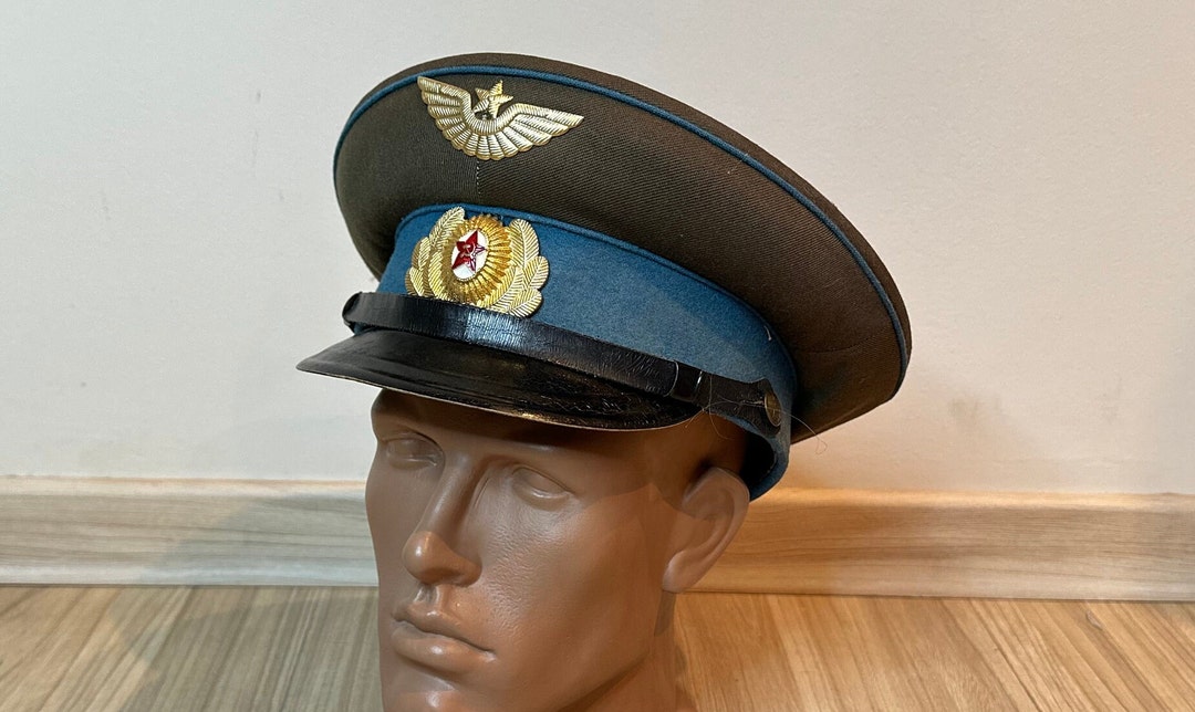 Rare Vintage Soviet Army Officer Visor Cap, Soviet Officer Cap of Air ...