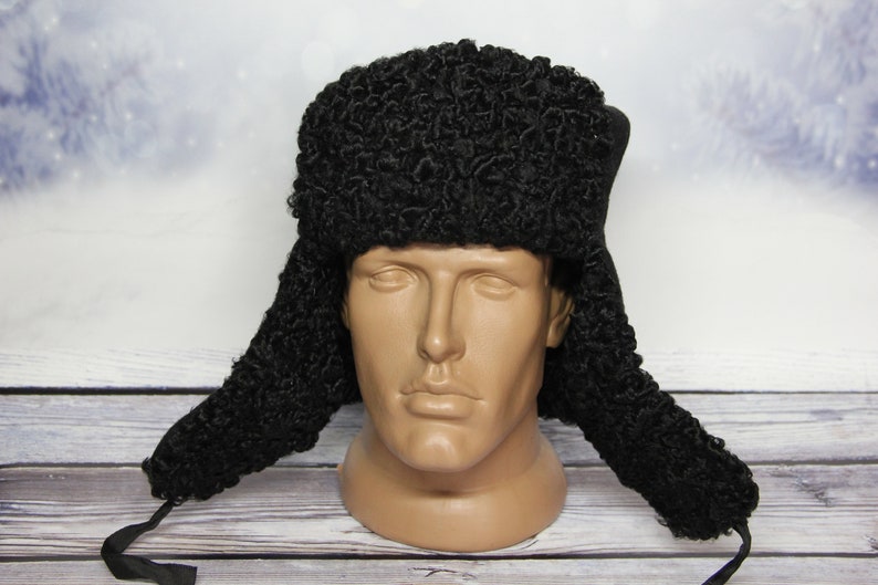 Winter Karakul Fur Hat Natural Ushanka Hat Russian Winter Fur | Etsy