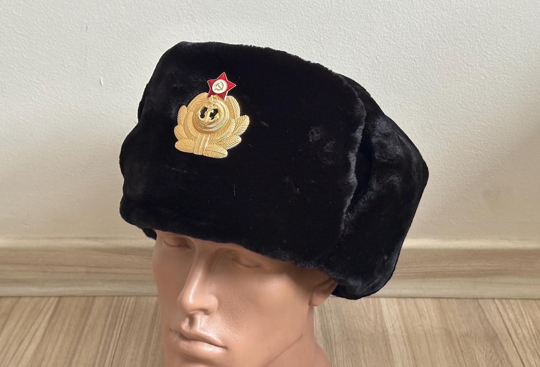 Vintage Winter Faux Fur Hat, Soviet Army Design Ushanka Hat, Soviet ...
