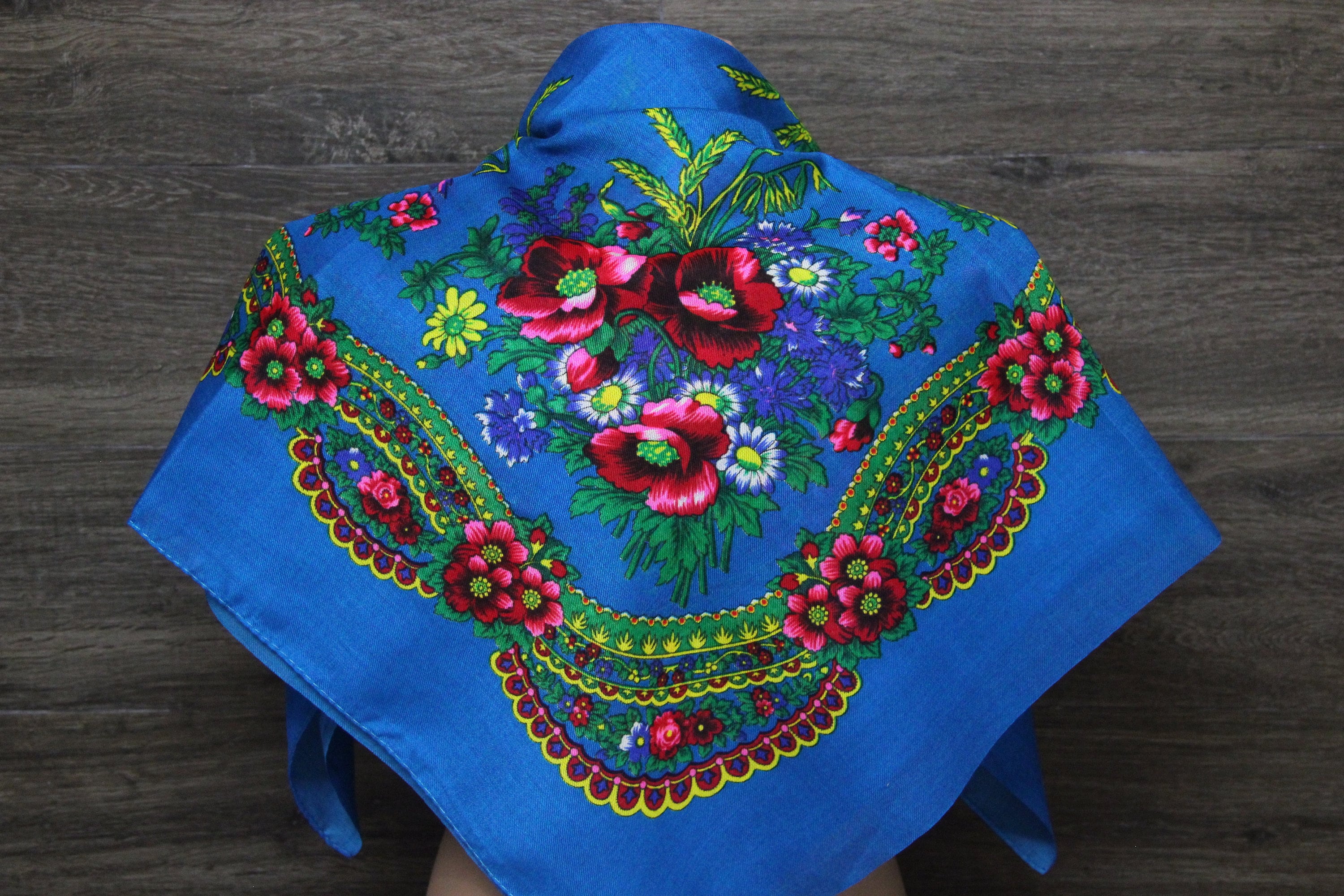 Slavic Babushka Floral Scarf Wool Scarf Ethnic Folk Shawl - Etsy UK